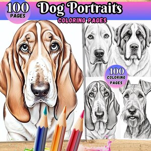 100 Dog Coloring Pages,dog Portraits to Color, Dog Breed to Color,dog ...