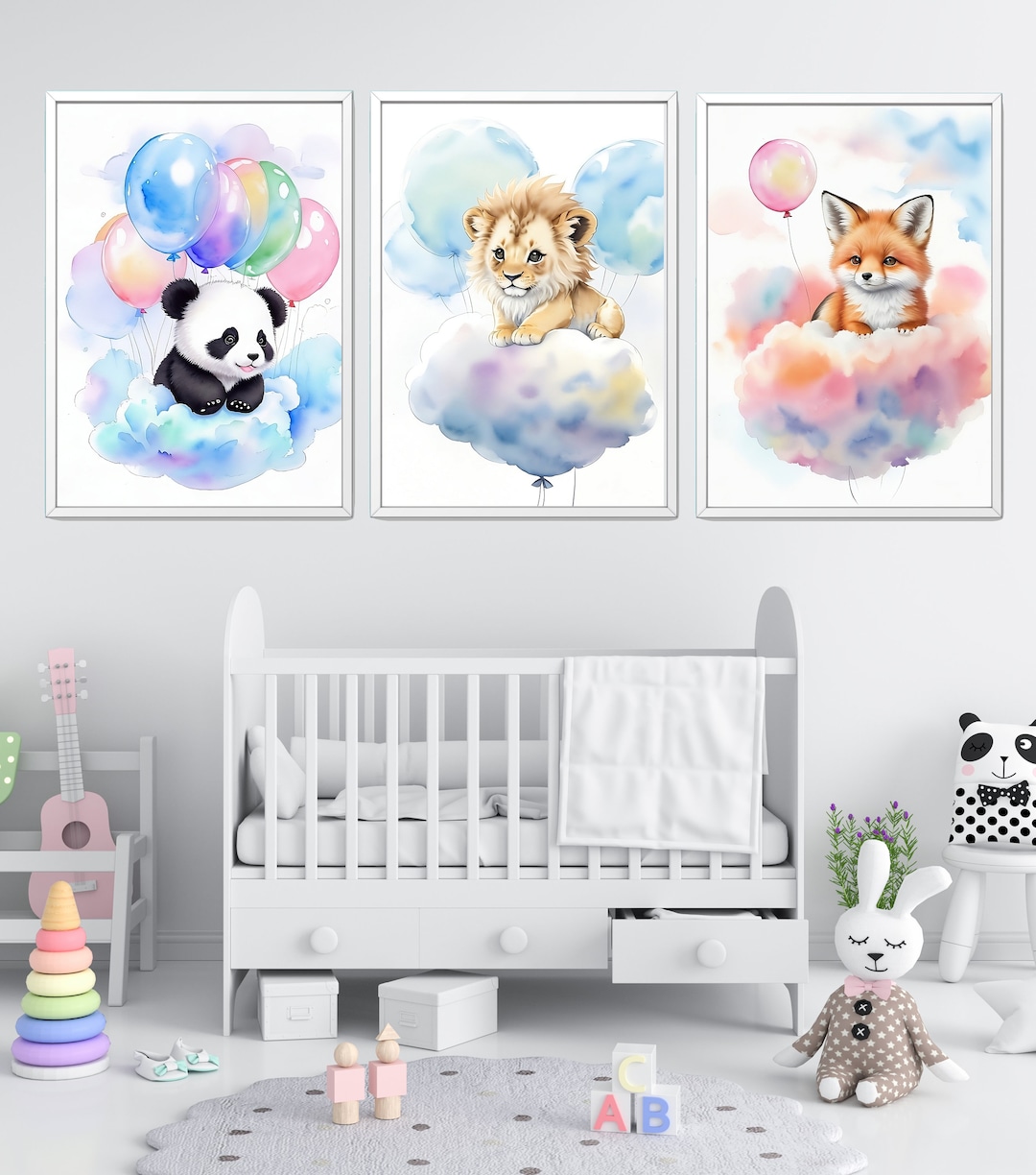 Set of 6 Animal Prints, Baby Room, Baby Room Decor, Safari Nursery ...