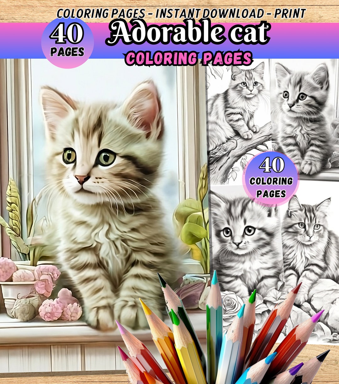 Cat Coloring Pages, Adorable Cats, Coloring Book, Cute Kittens ...