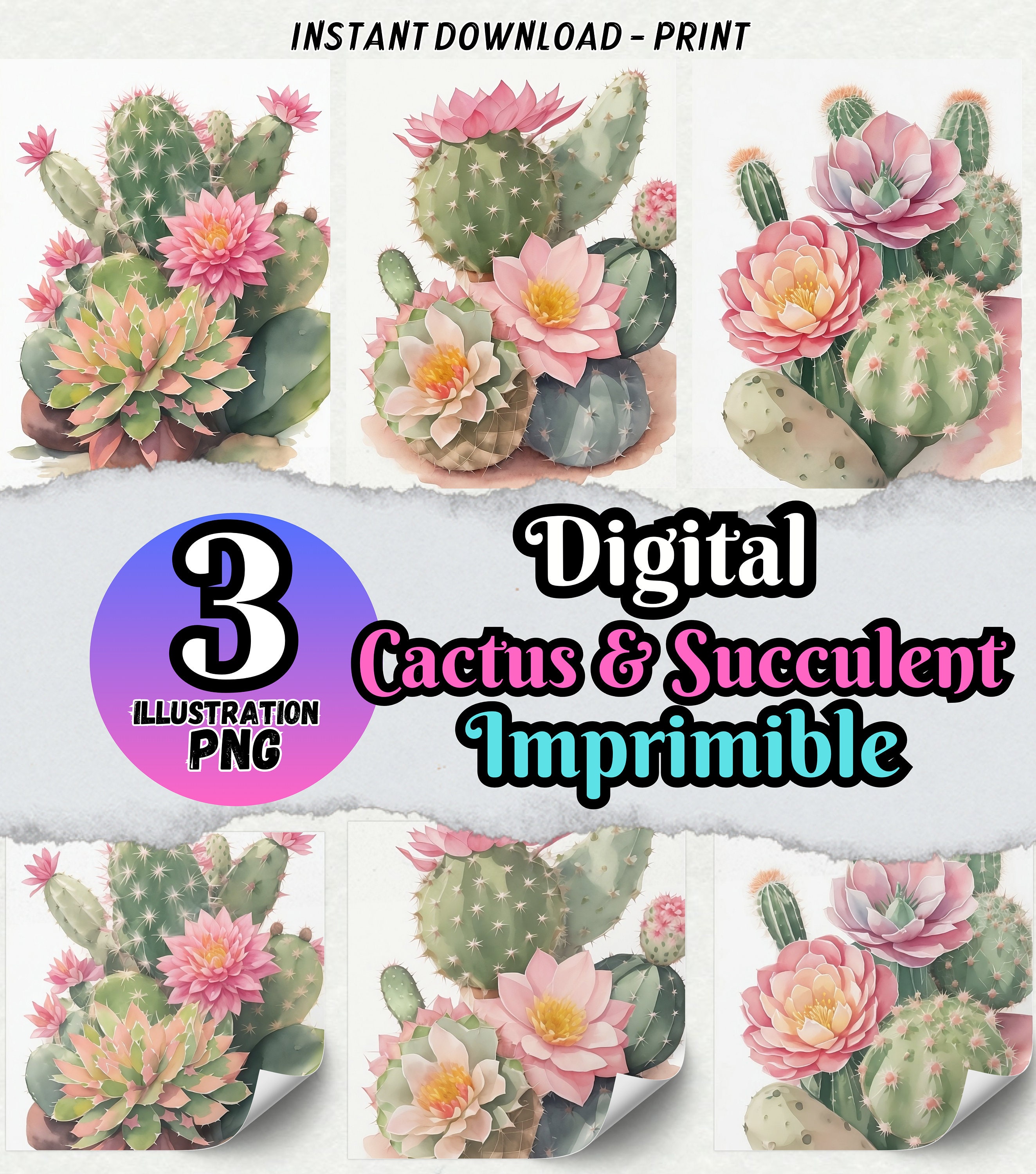 Watercolor Cactus, PRINTABLE ART Cactus Print Instant Download ...