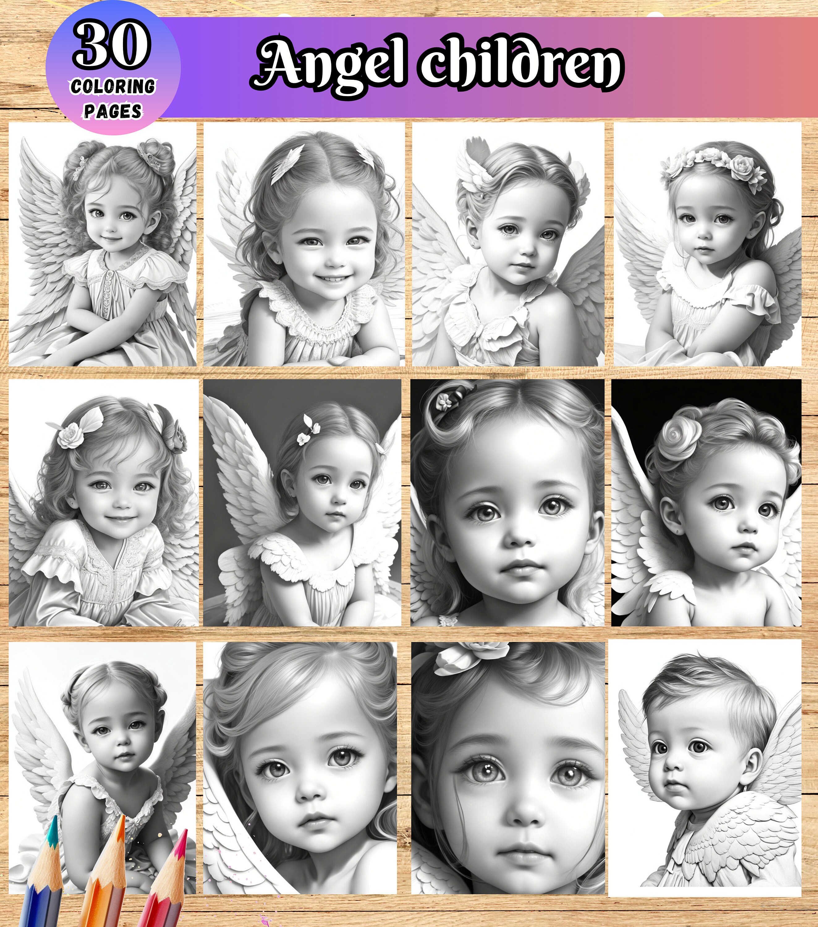 Baby Angel Coloring Pages, Angel Portraits, Adorable Babies, Coloring ...