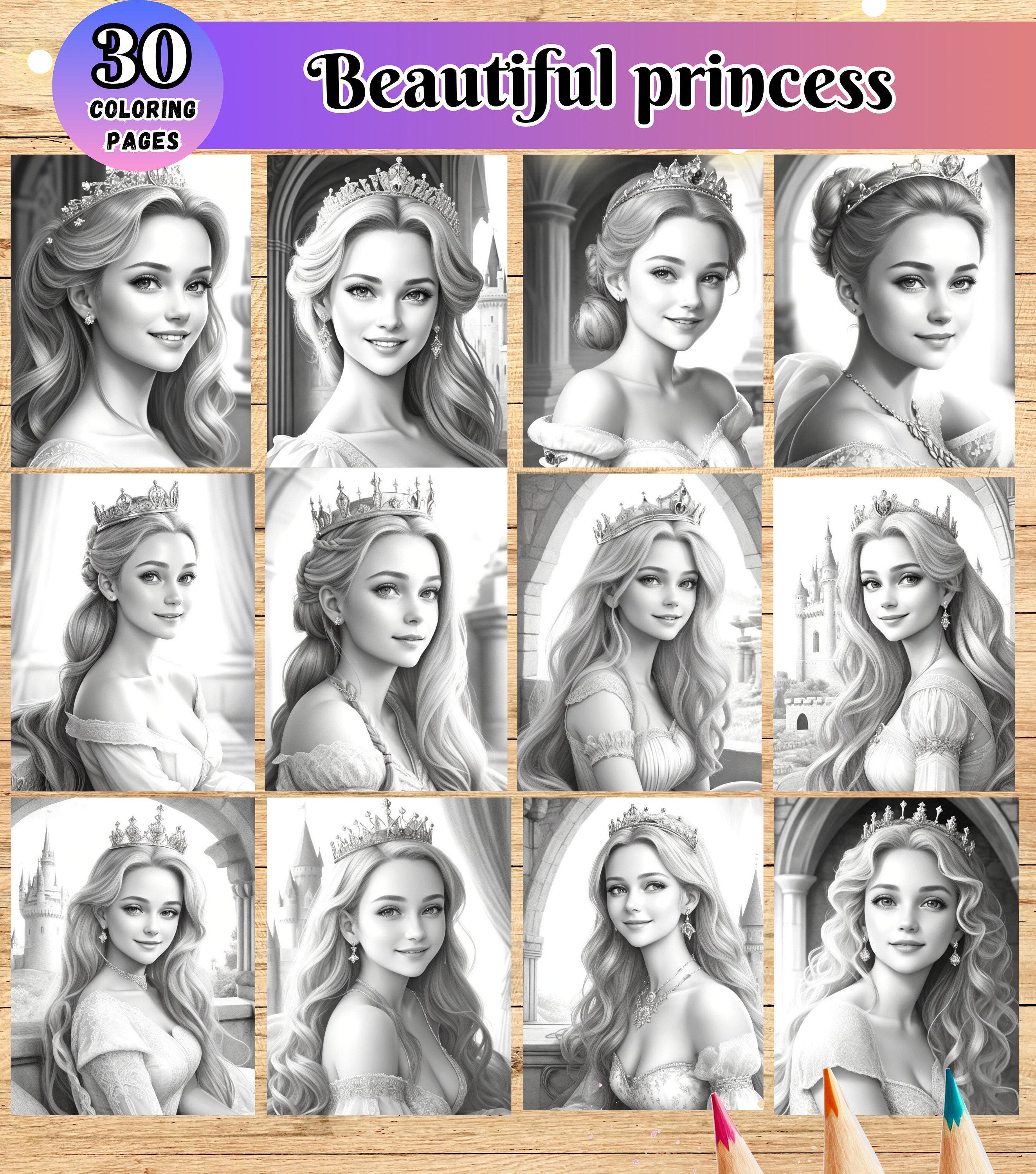 Beautiful Princesses, Coloring Pages, Elegant and Cute Women, Beautiful ...