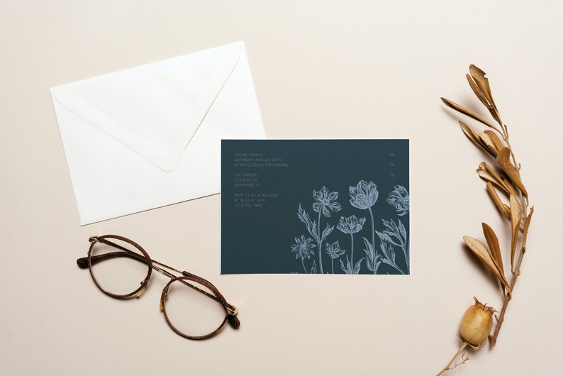 4 Party Invitation Card Templates Printable Floral Inspired Birthday ...