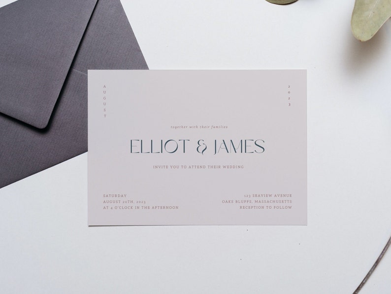2 Modern Wedding Invitation Template Custom Printable - Etsy