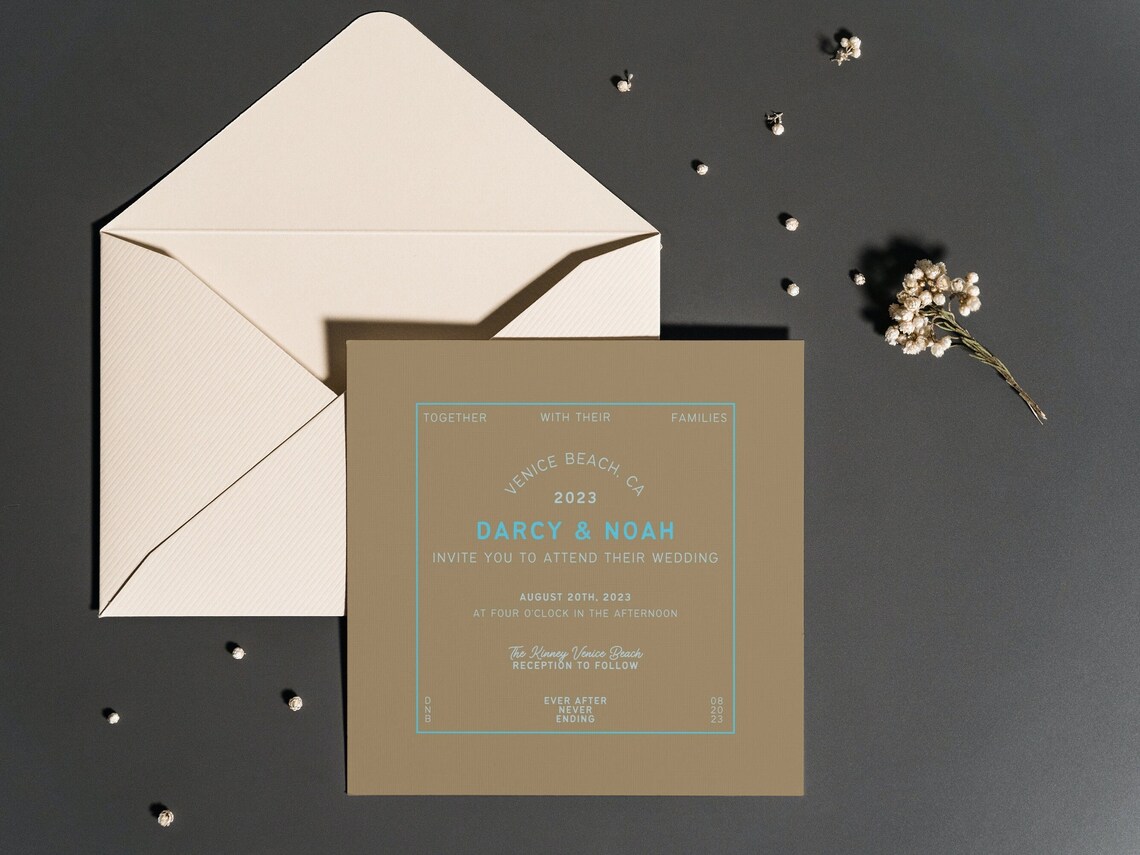 Square Modern Wedding Invitation Template - Custom Printable Wedding ...