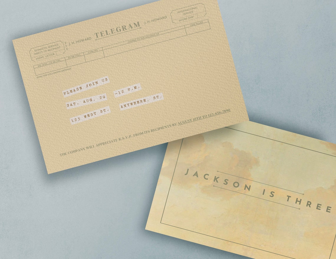 3 Party Invitation Card Templates Printable Wes Anderson Inspired ...