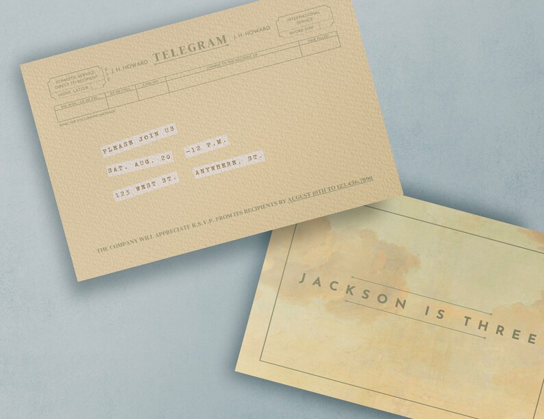 3 Party Invitation Card Templates Printable Wes Anderson - Etsy