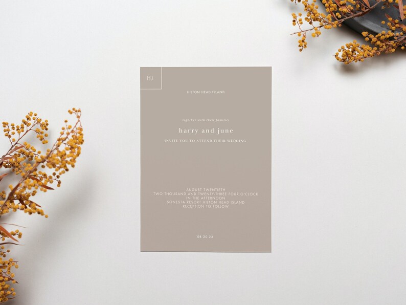 2 Modern Wedding Invitation Template - Custom Printable Wedding Invite ...