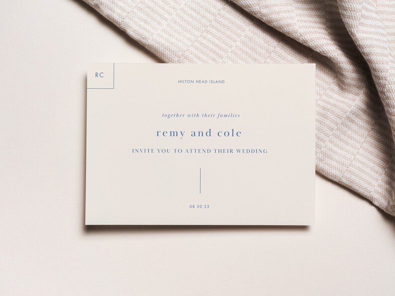 2 Modern Wedding Invitation Template - Custom Printable Wedding Invite ...