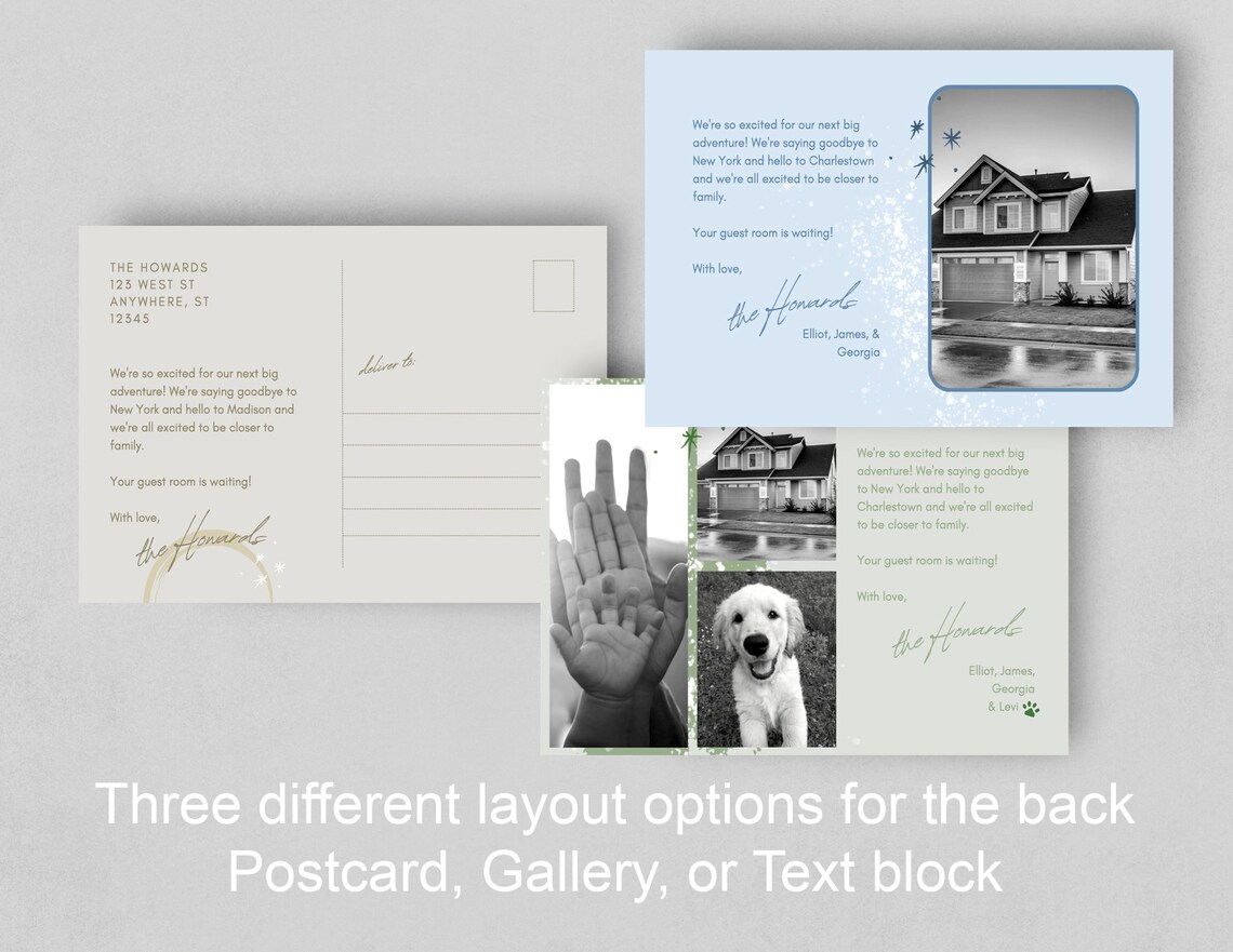 2 Moving Announcement Card Templates Printable Moving Announcement ...