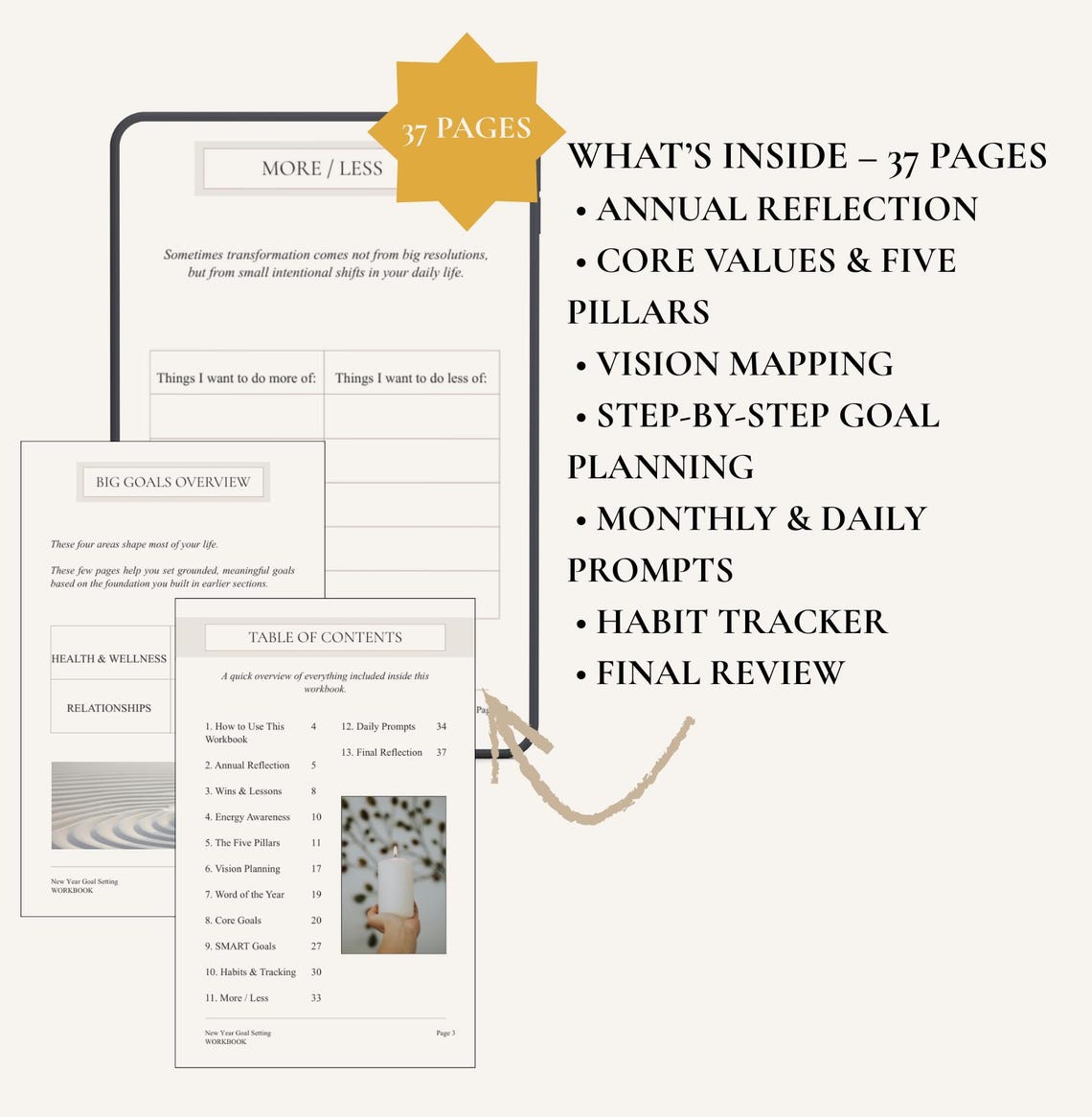New Year Goal Setting Workbook | Annual Reflection Planner | Vision ...
