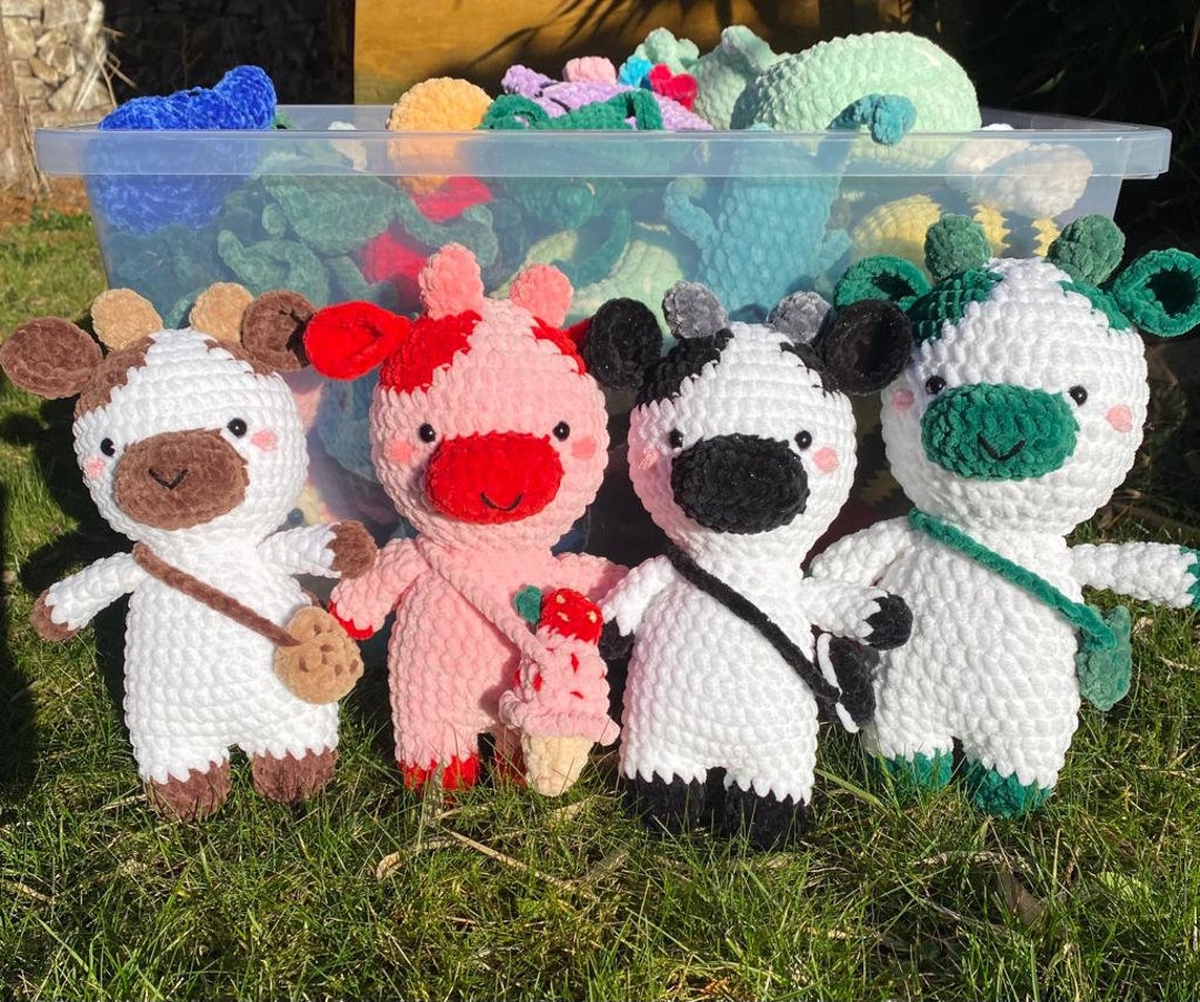 Chubby Cow Plushie, Crochet Cow, Cookie Cow, Oreo Cow, Strawberry Cow ...