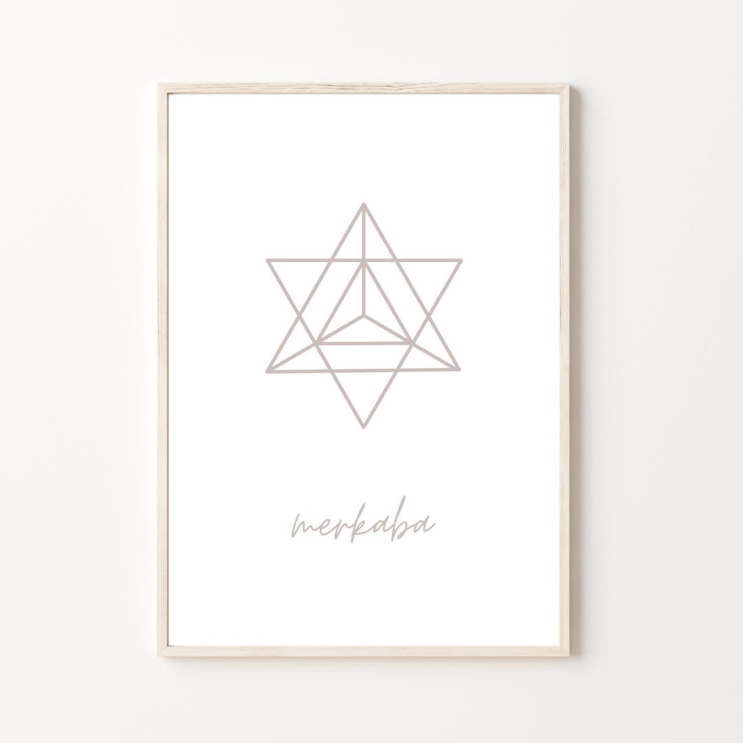 Merkaba Sacred Geometry Art, Simple Beige and White Printable ...
