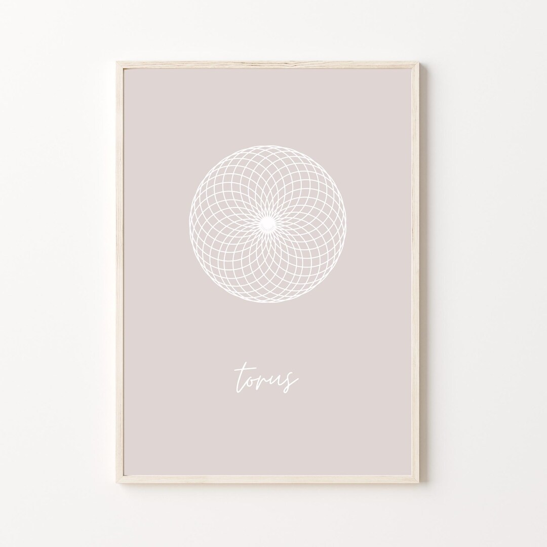 Torus Wall Art Sacred Geometry Art, Simple Beige and White Printable ...