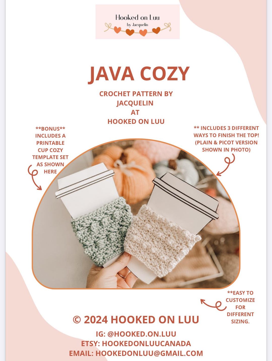 CROCHET PATTERN- Java Cup Cozy & BONUS Printable Cup Templates - Etsy