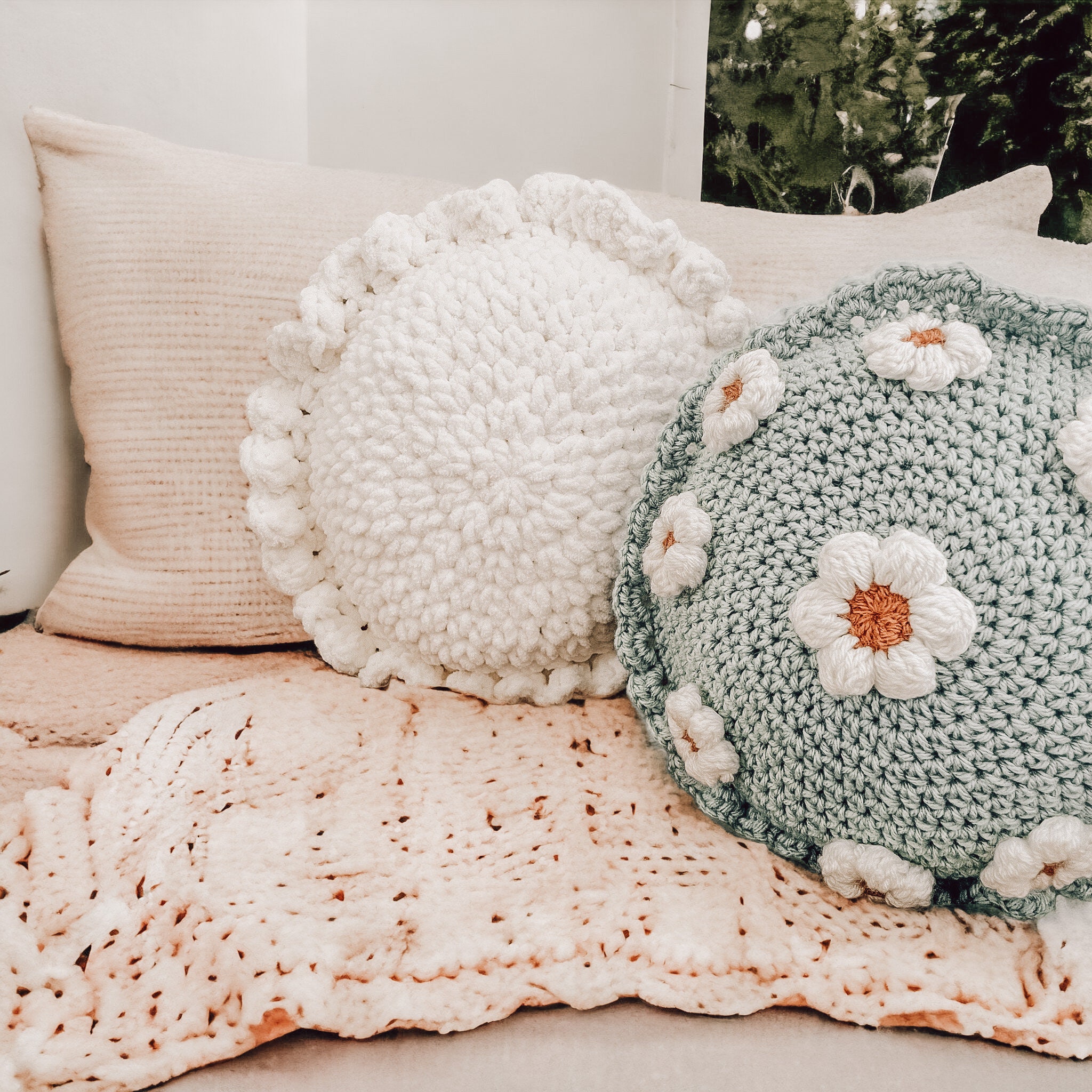 CROCHET Pattern-daisy Puff Pillow - Etsy