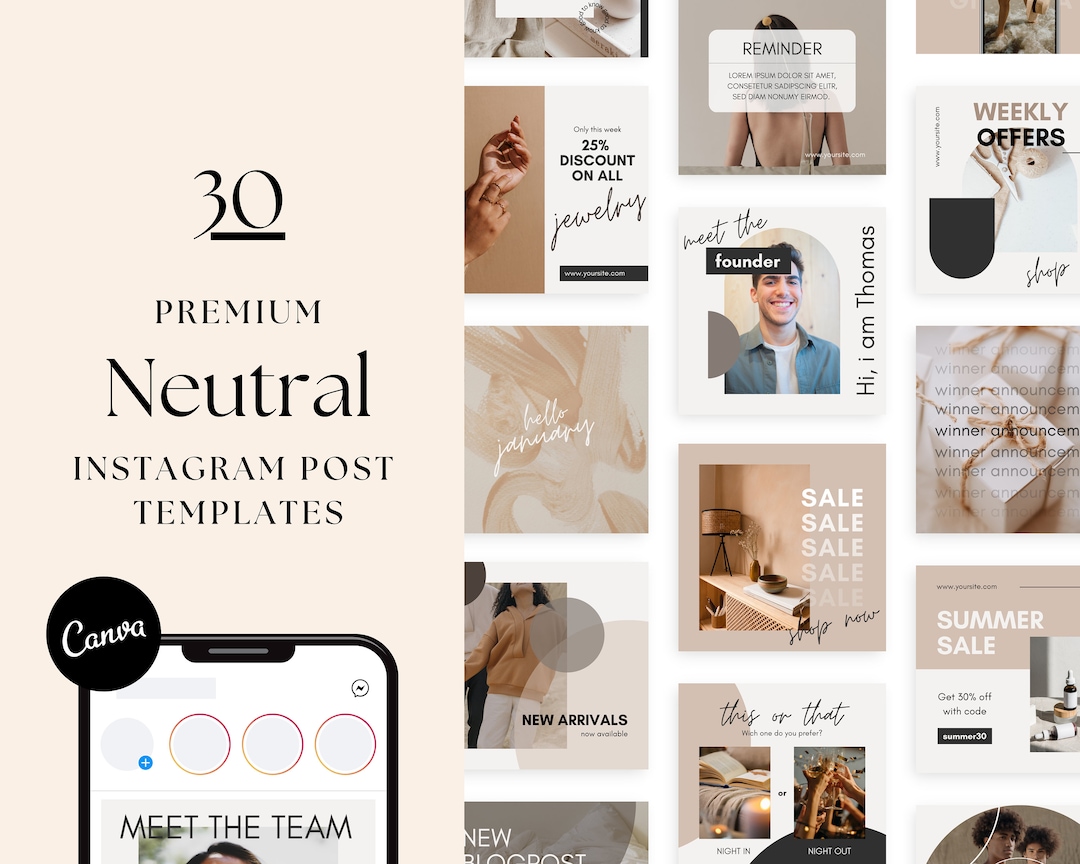 Neutral Instagram Template Social Media Templates Ecommerce Instagram ...