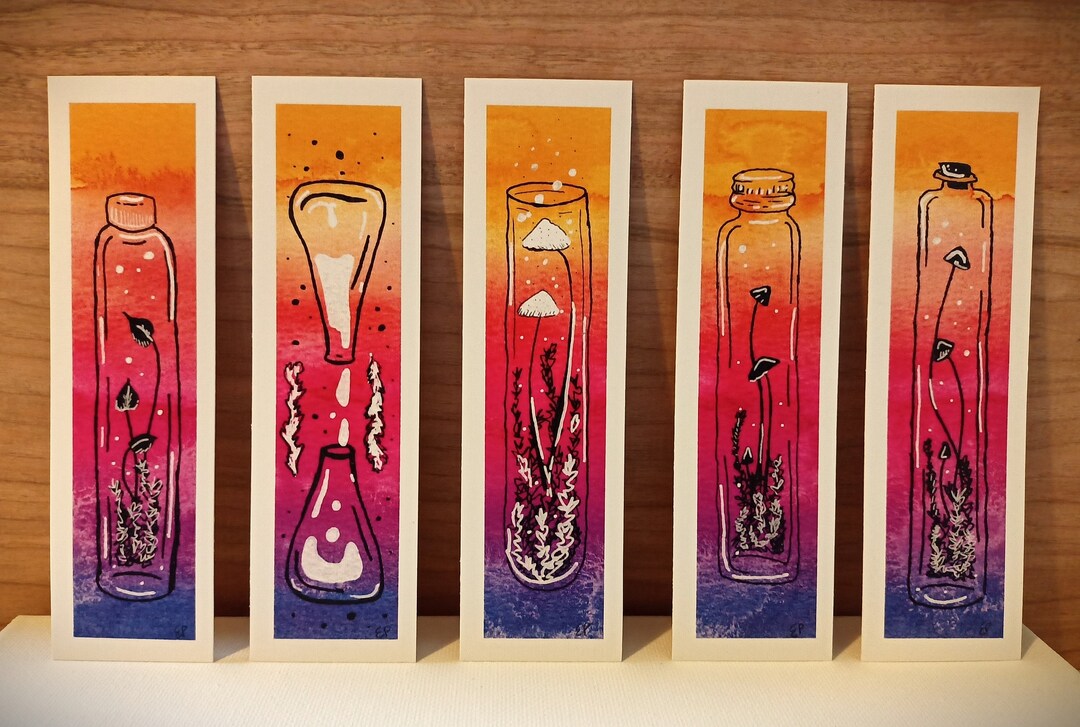 Watercolor and Ink Bookmarks - Etsy