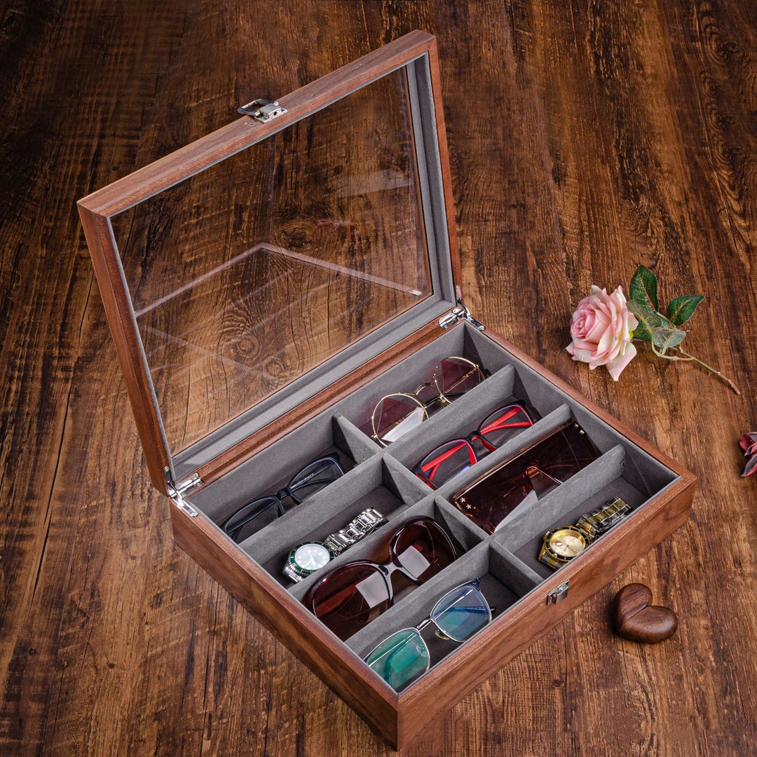 Wooden Eyeglass Display Organizer, Eyeglass Storage Box,eyeglass ...
