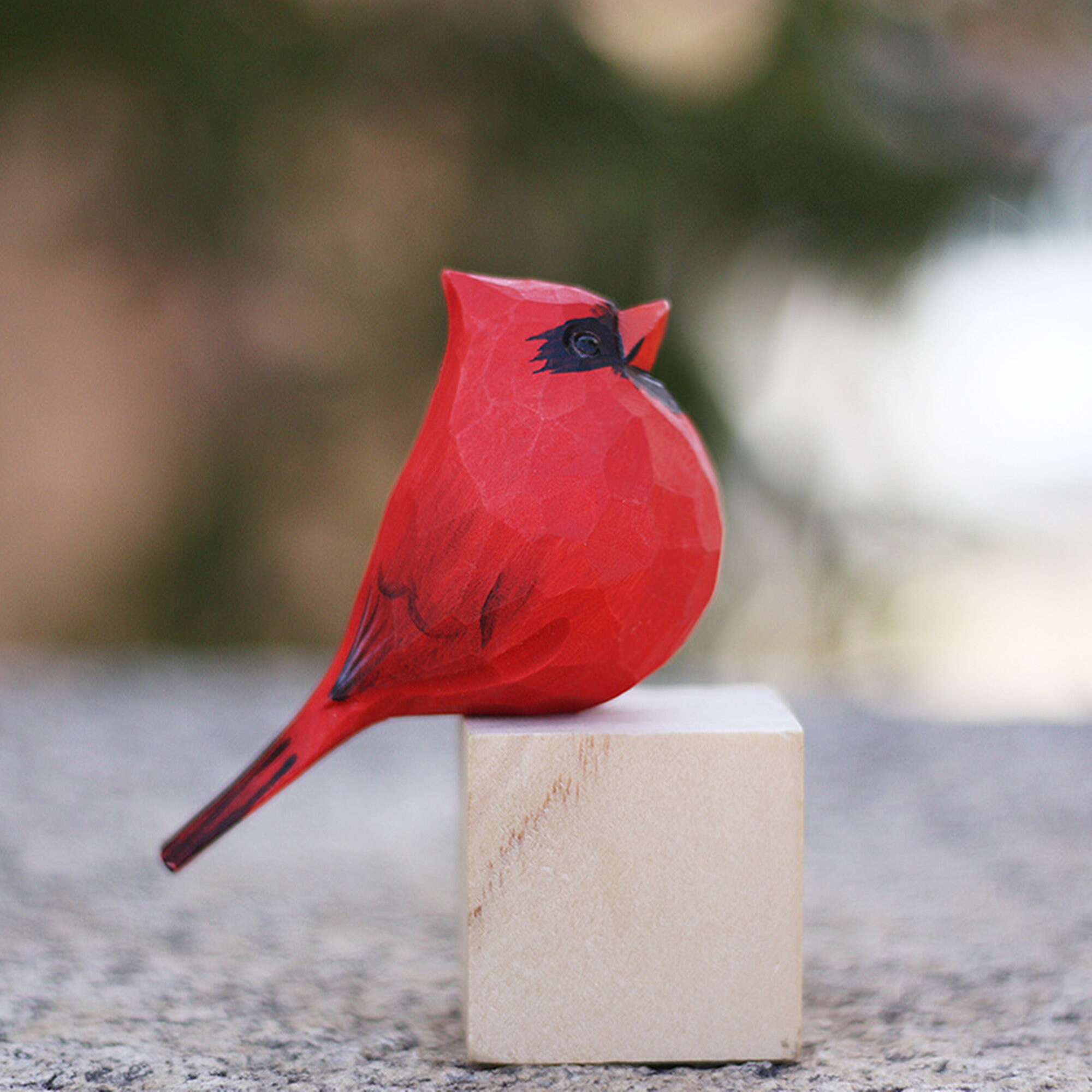 Cardinal Bird Statue Wooden Hand Carved Painted Bird Ornaments Wood ...