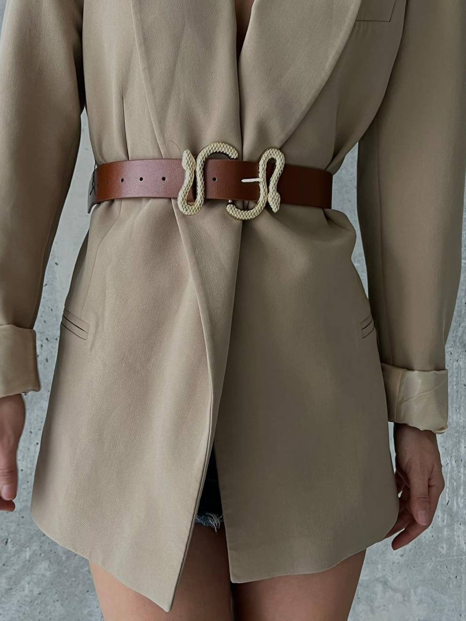 Women's Gold Color Snake Buckle Women Belt Does Not Tarnish Length ...