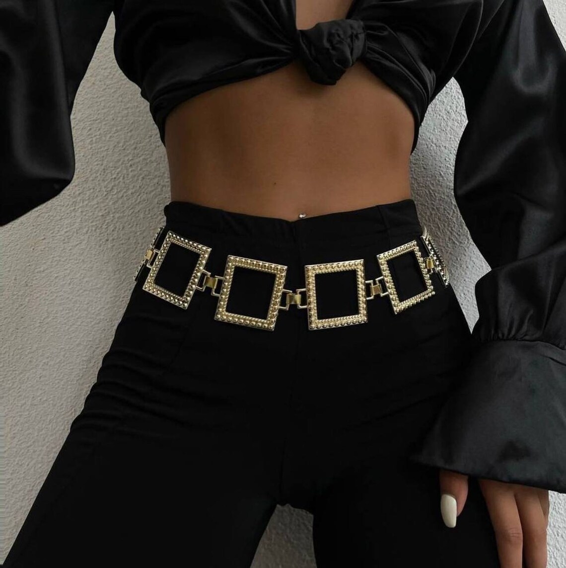 Women's Accessory Square Chain Belt One Size Length 105cm Valentine's ...