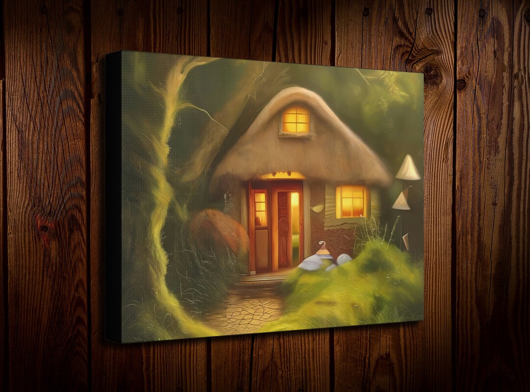 Original Cottage Moss Mushroom Forest Canvas Wall Art, Rustic Natural ...