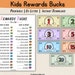 Colorful Kids Reward Bucks, Mom Bucks, PDF Reward System for Kids ...