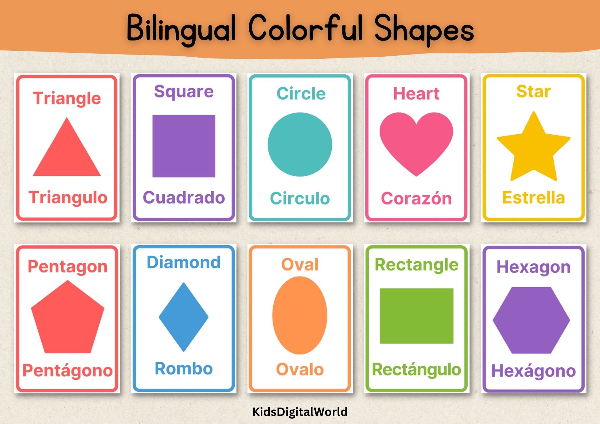Bilingual Matching Shapes Flashcards | Colorful Shapes Printable | 16 ...