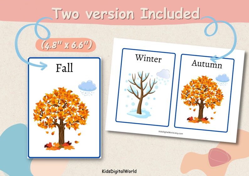 20 Season Matching Cards, Holidays Cards, Kids Wall Decor, Seasons ...