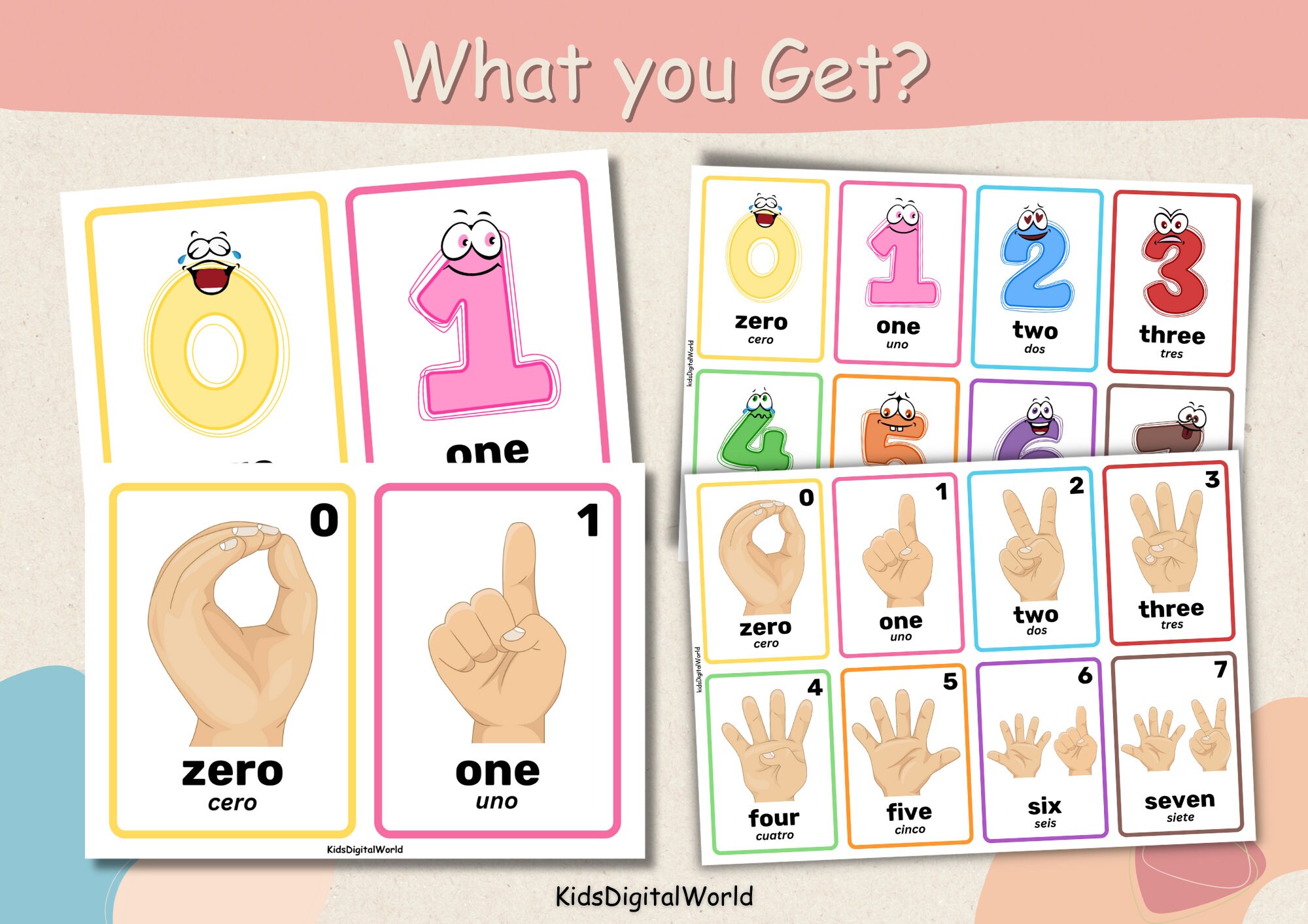 Colorful Bilingual Number Flash Cards: Counting 0-10 (PDF) - Etsy