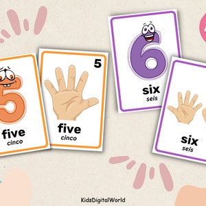 Colorful Bilingual Number Flash Cards: Counting 0-10 (PDF) - Etsy