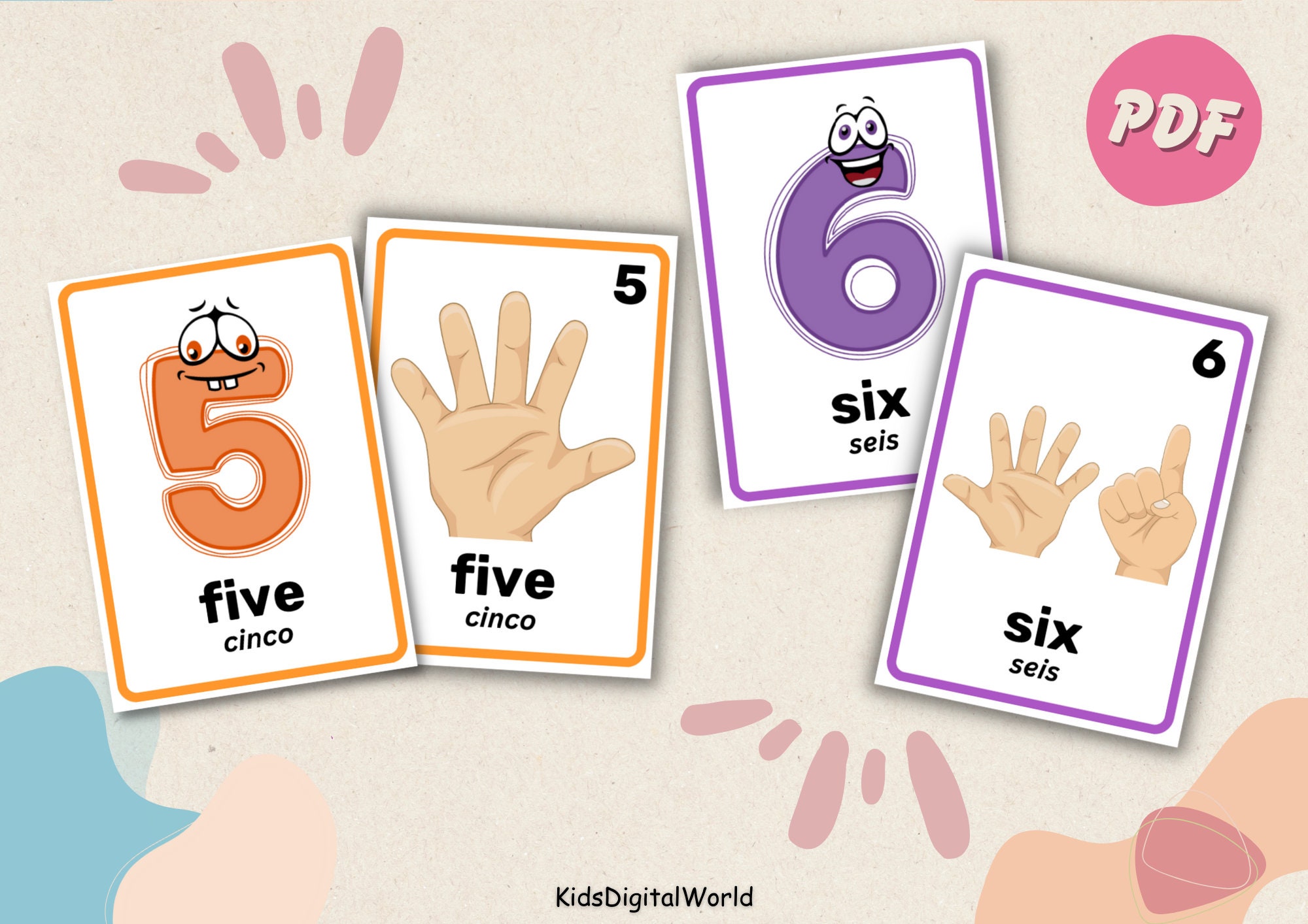 Colorful Bilingual Number Flash Cards: Counting 0-10 (PDF) - Etsy