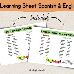 50 Colorful Bilingual Fruits and Vegetables Card Montessori - Etsy