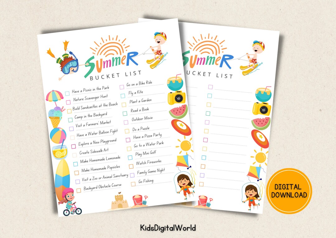 Colorful Summer to Do List Printable Summer Bucket List - Etsy