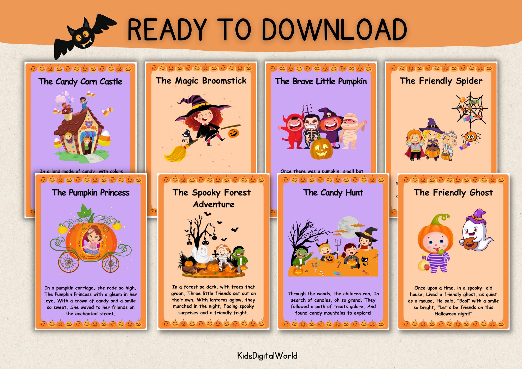 16 Short Halloween-themed Stories and Rhymes, Halloween Preschool Cards ...