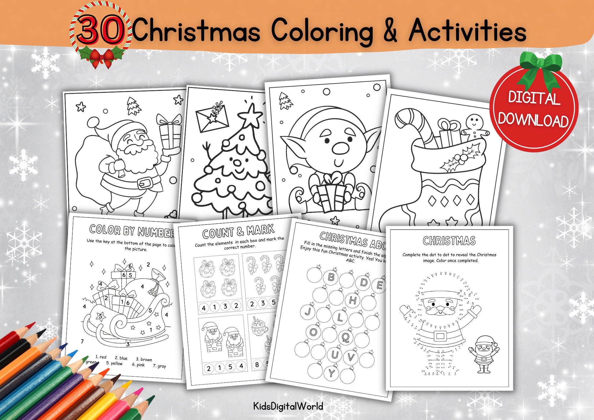 30 Christmas Coloring Pages, Christmas Printable, Christmas Games ...