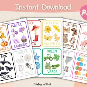 Watercolor Color Flashcards | Bilingual Colorful Flashcards | Preschool ...