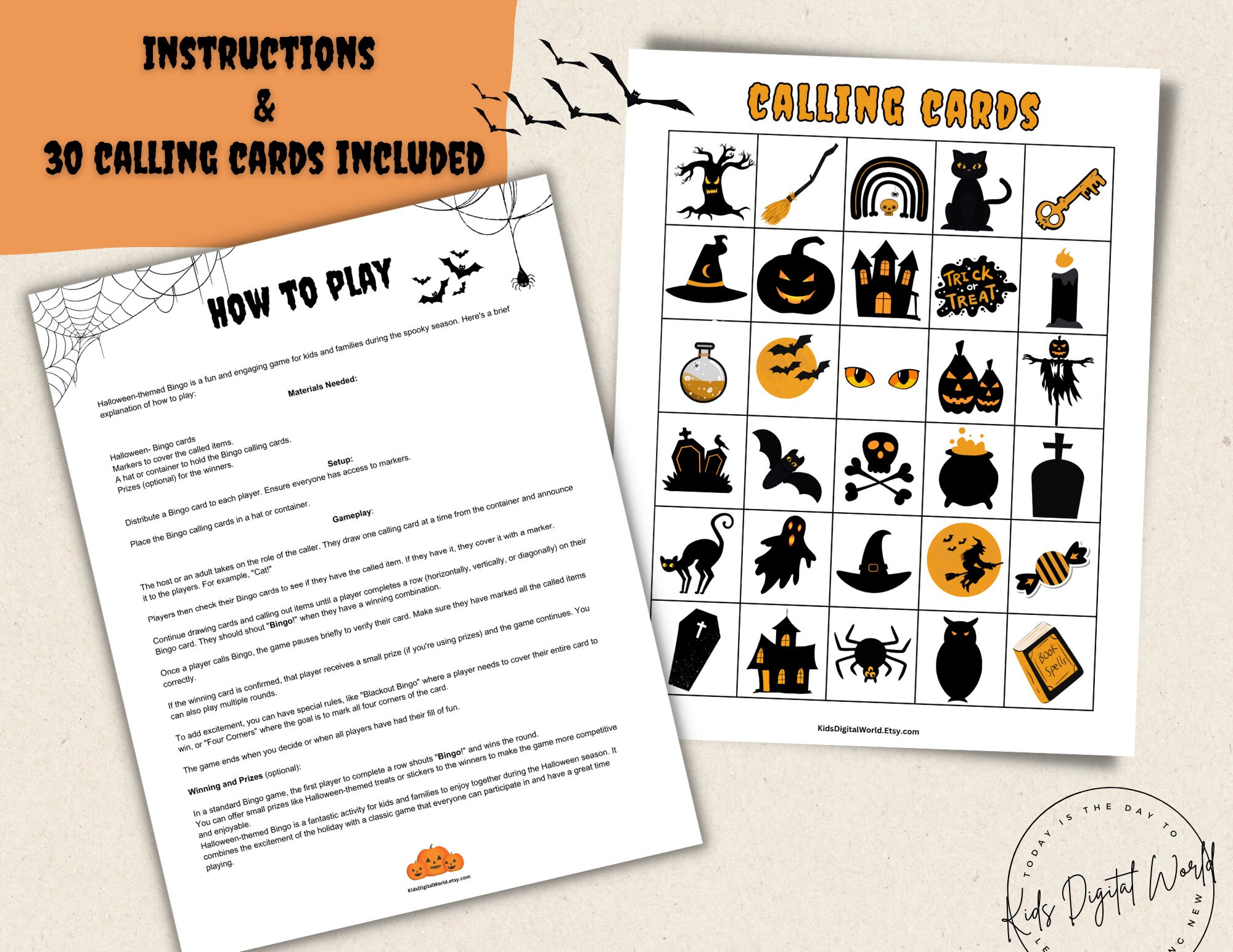 30 Halloween Bingo Cards, Fun Halloween Activity, Boards Games, Kids ...