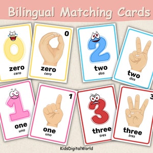 Colorful Bilingual Number Flash Cards: Counting 0-10 (PDF) - Etsy