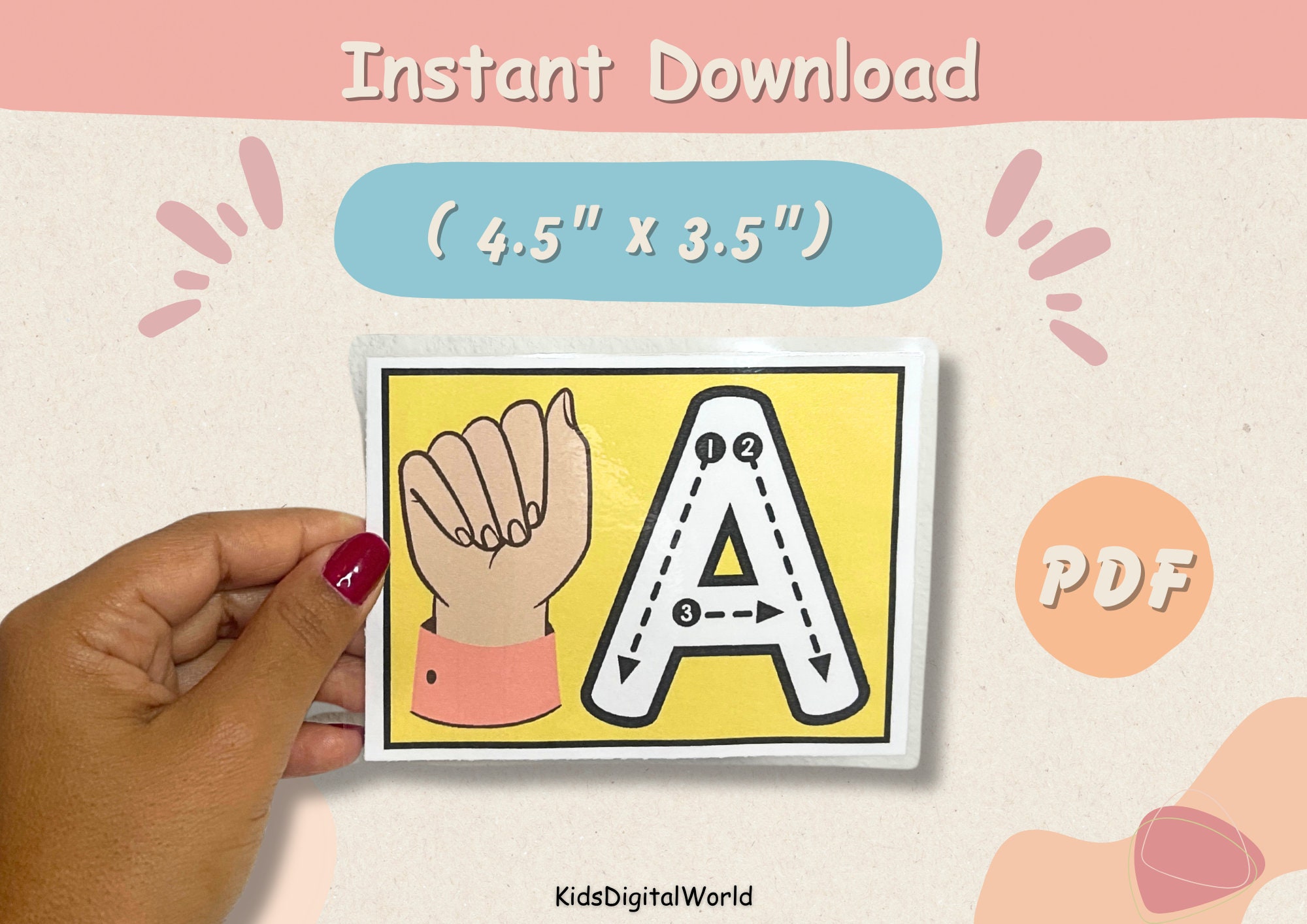 ASL Alphabet Card, Colorful Sign Language Flashcard ,abc's Sign ...