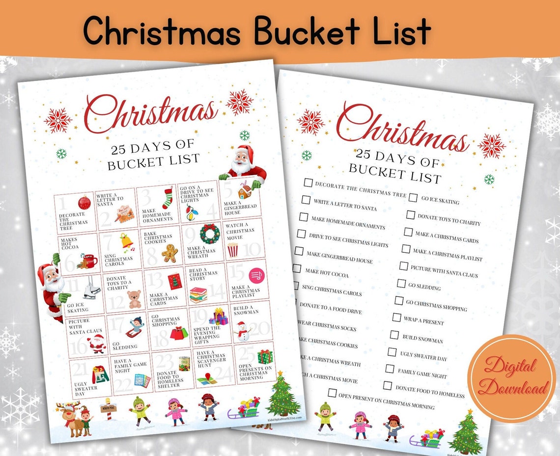 Christmas Bucket List Printable, Christmas Activity Checklist, Winter ...