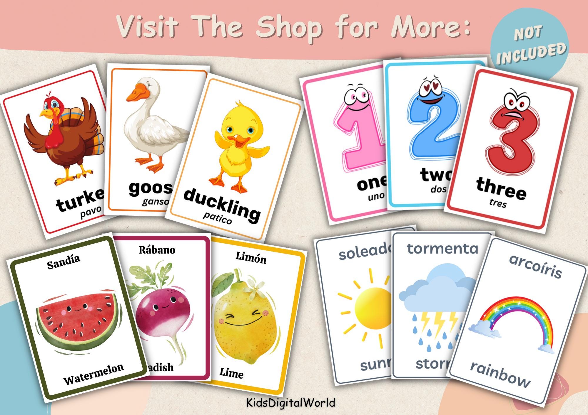 Watercolor Color Flashcards | Bilingual Colorful Flashcards | Preschool ...