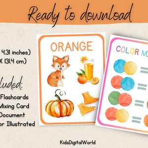 Watercolor Colors Flash Cards Colorful Flashcards - Etsy