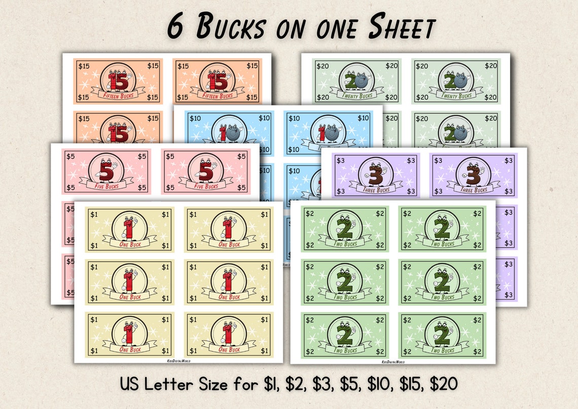 Colorful Kids Reward Bucks, Mom Bucks, PDF Reward System for Kids ...