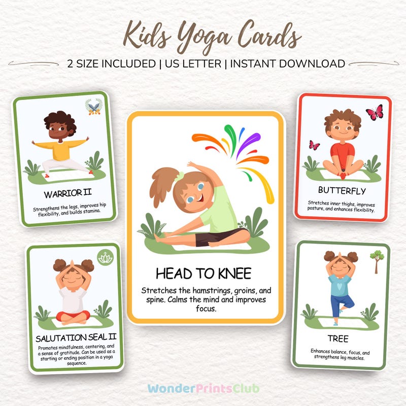 Kid Yoga Flash Cards - Etsy