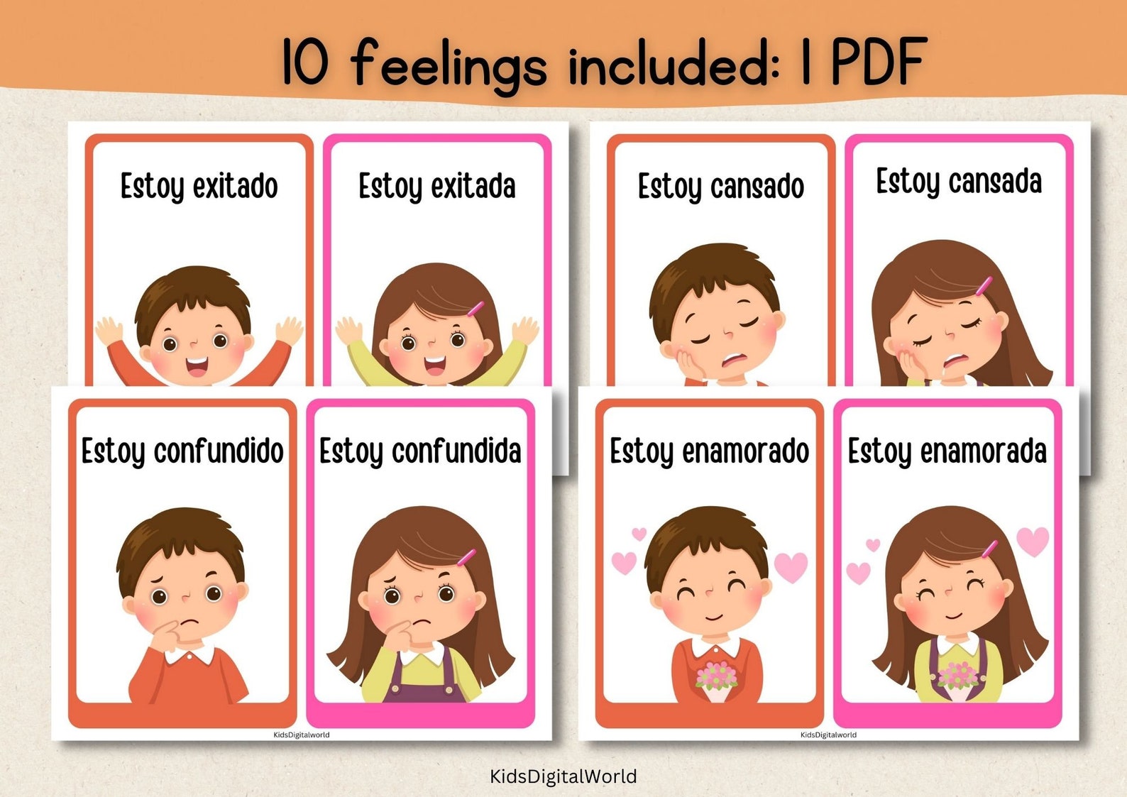Spanish Feelings and Emotions Toddler Flash Cards Emotion Flashcards ...