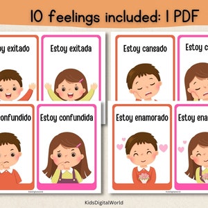 Spanish Feelings and Emotions Toddler Flash Cards Emotion Flashcards ...