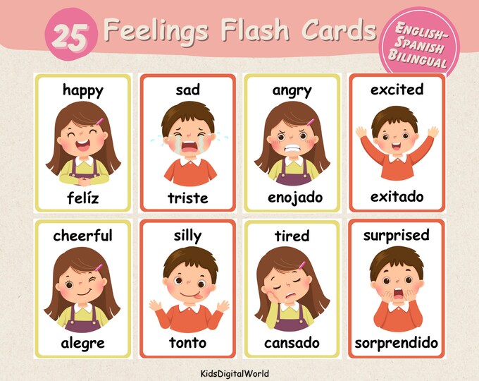 Emotions Flashcards Printables | Chinese English Bilingual | 情绪 ...