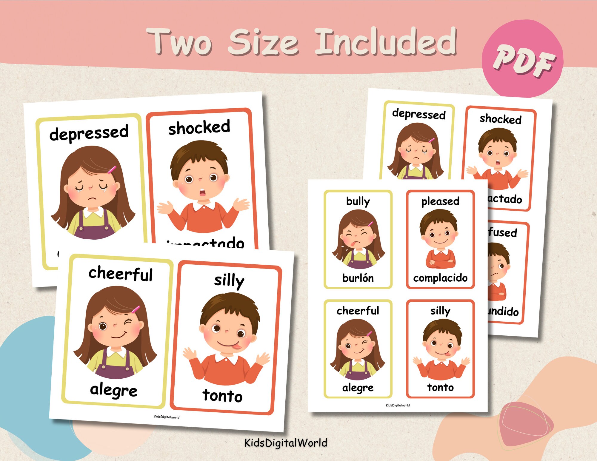 Bilingual Emotion Flashcards: English-spanish Learning (PDF) - Etsy